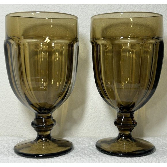 Libbey | Kitchen | Libbeys Duratuff Gibraltar 2 Mocha Tall Footed Goblets Waterteawine | Poshmark
